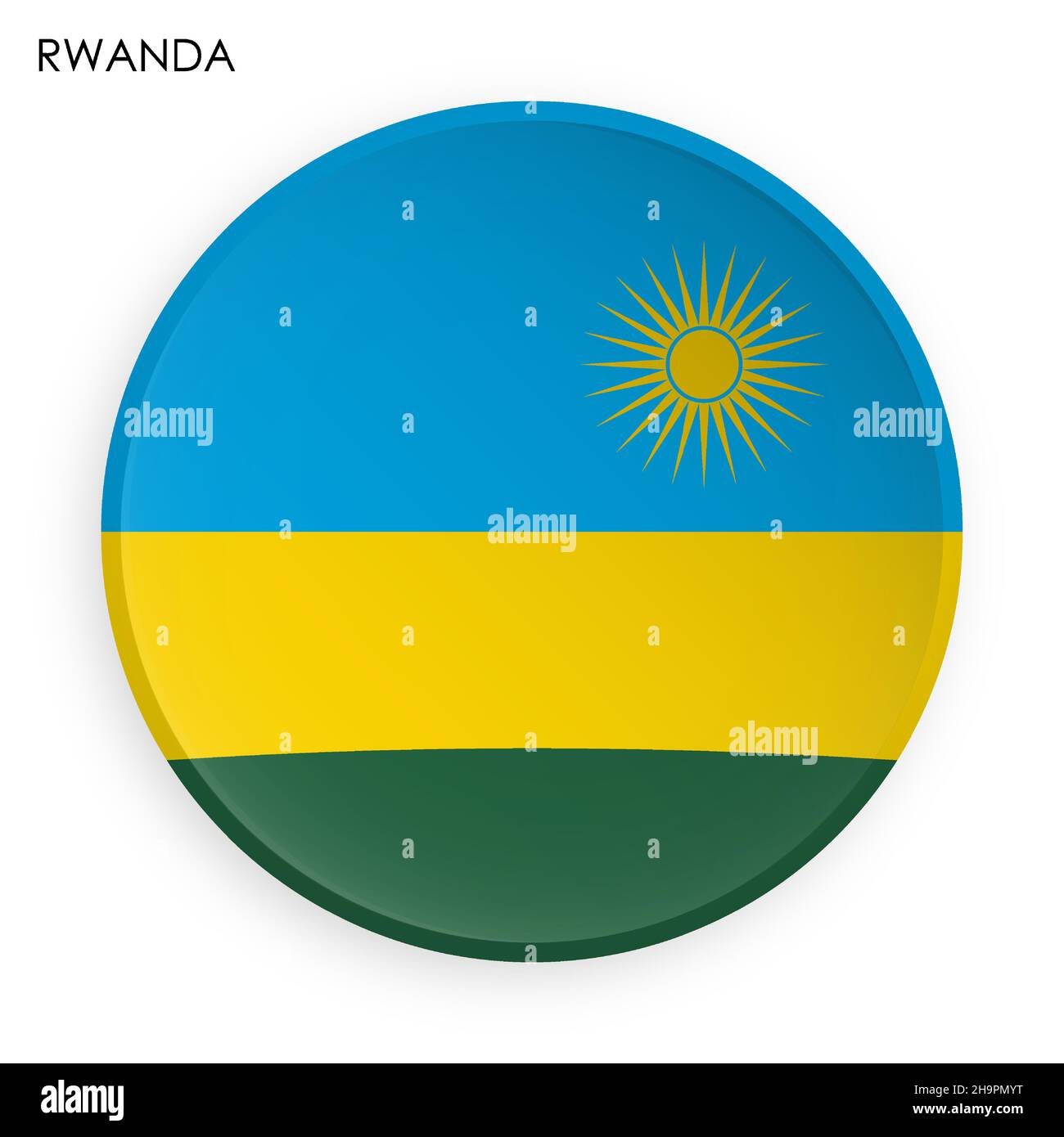 RWANDA flag icon in modern neomorphism style. Button for mobile ...