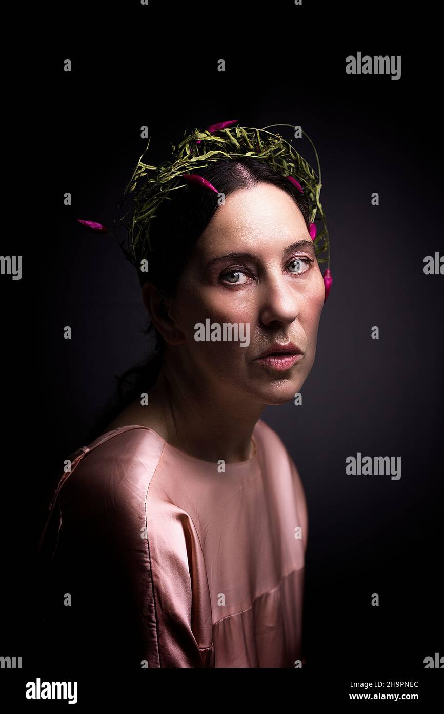 portrait of lady in pink IX Stock Photo - Alamy