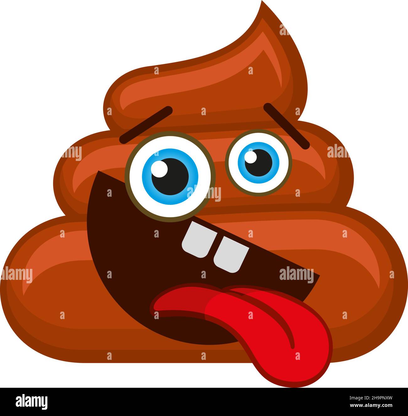 Silly poop emoji. Fun brown poo with crazy eyes and tongue out Stock ...