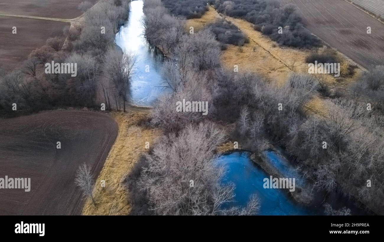 Following the blue stream through rural wisconsin farmland Stock Photo ...