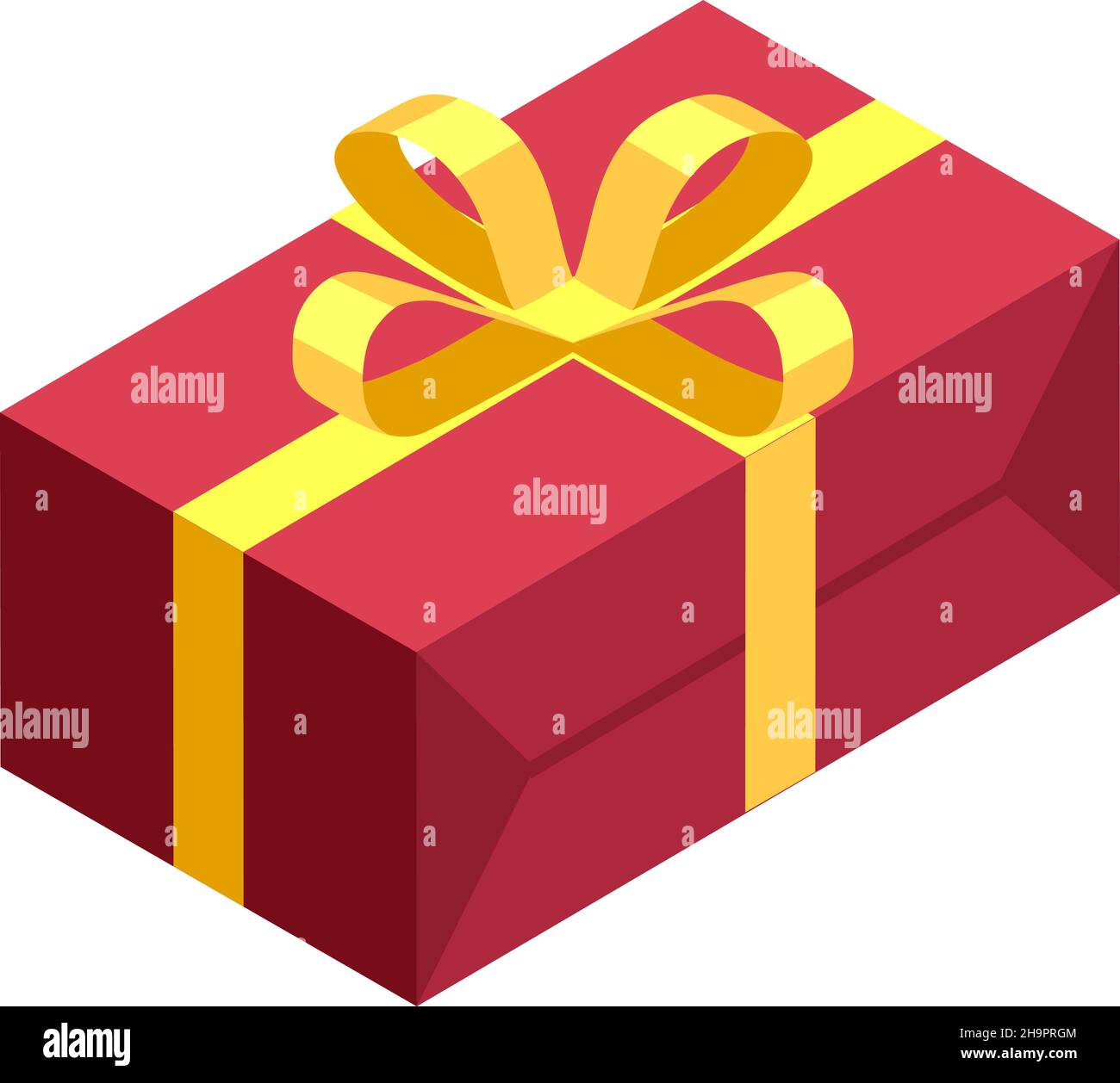 Classic gift box icon. Red present with golden ribbon Stock Vector ...
