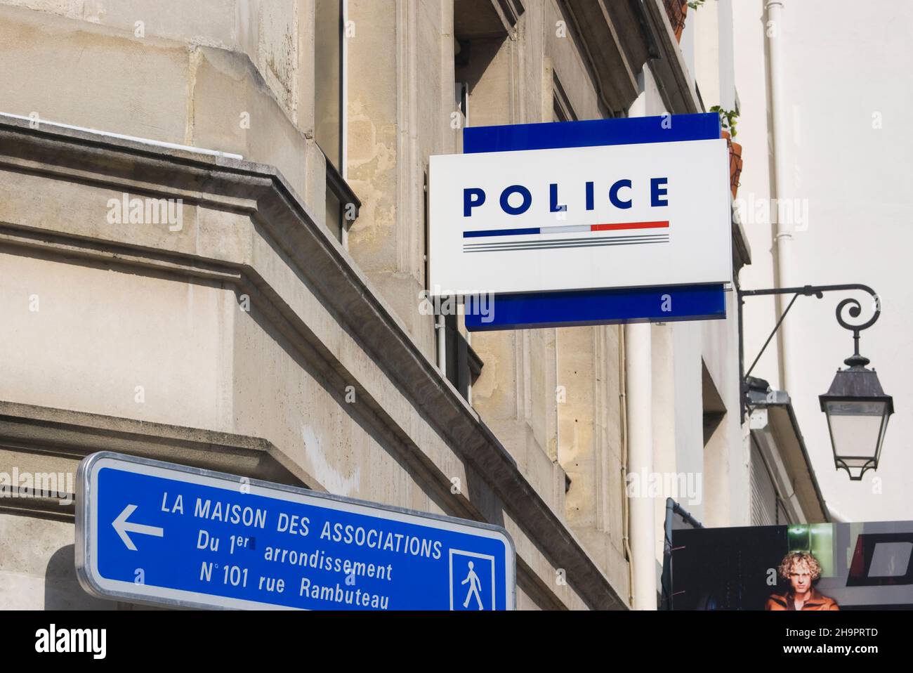 Sign for a police station in Paris France Stock Photo - Alamy