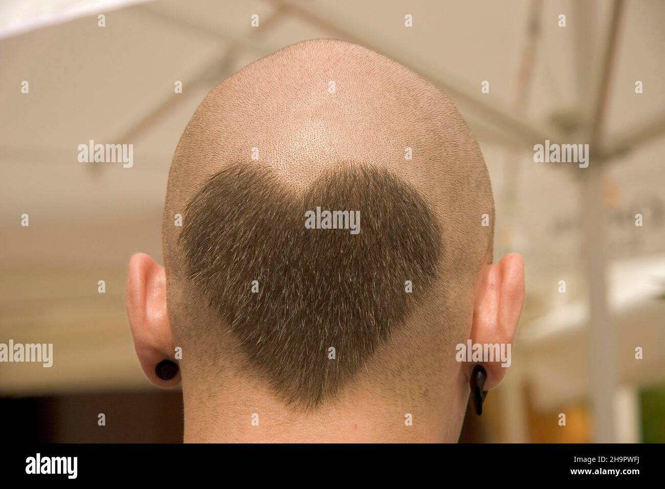 Head from behind with hairdo in heart shape, hearty hair, heart, heart ...