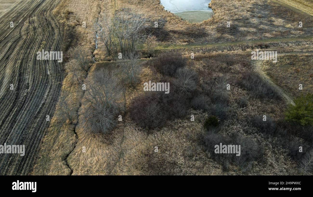 Rural Wisconsin Agricultural Life Style with Crooked River Stock Photo ...