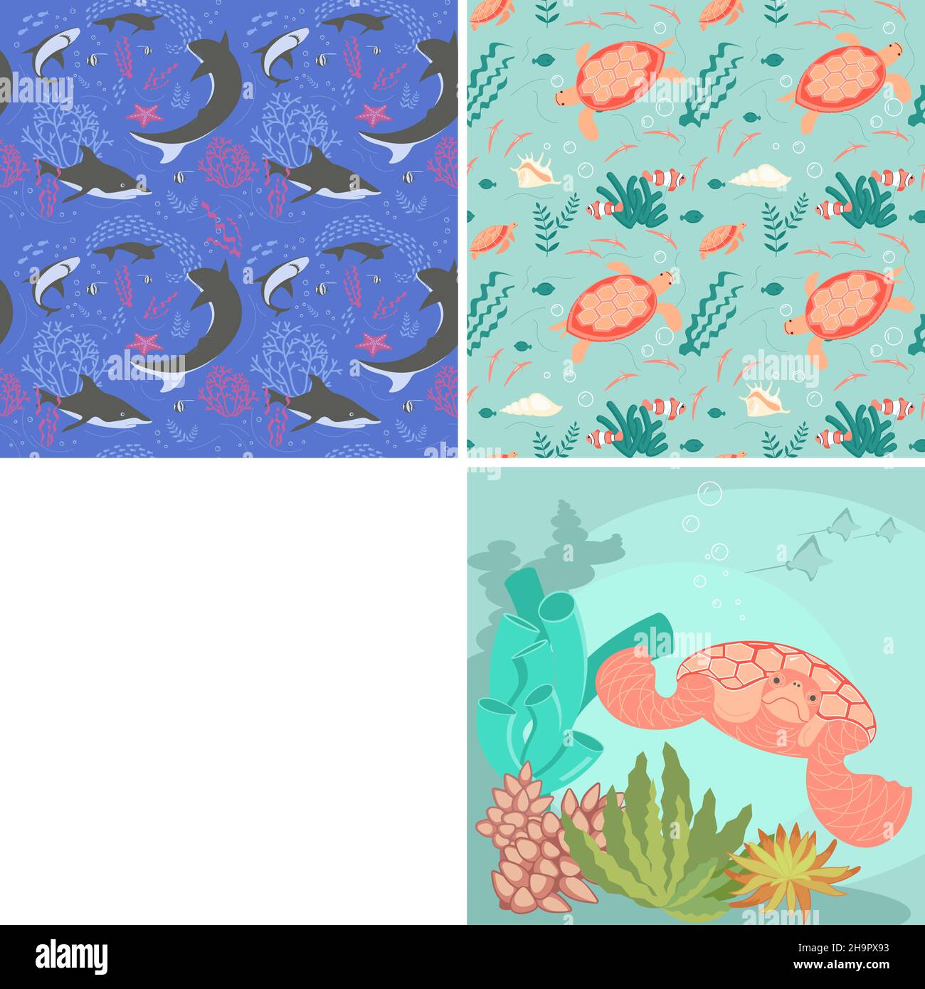 Underwater scene with sea turtle is swimming on the beautiful coral ...