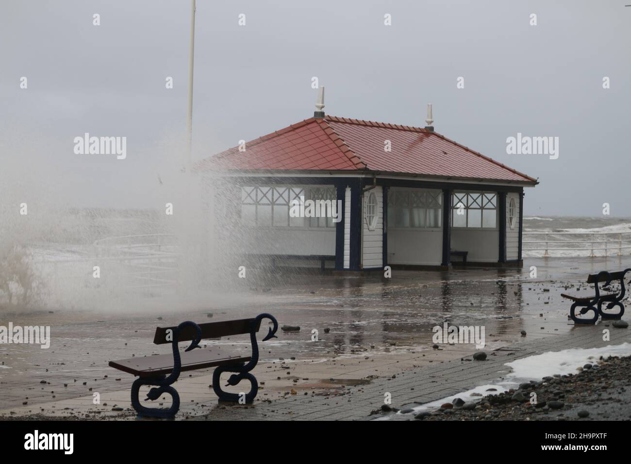 Aberystwyth Wales UK weather 8th December 2021 . Storm Barra continues ...