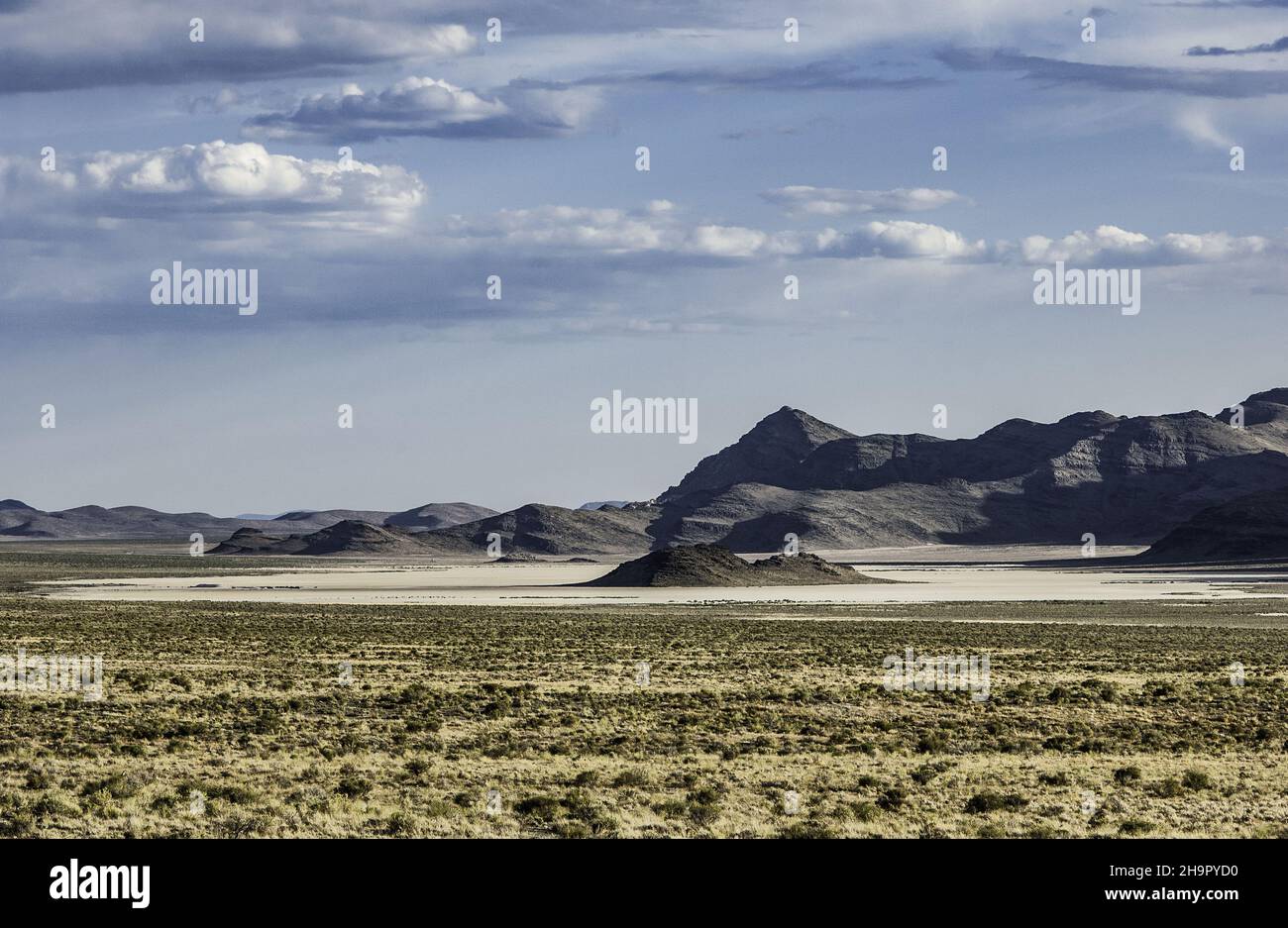 View of the range near the Utah-Nevada Border, US Highway 50. Salt pan ...