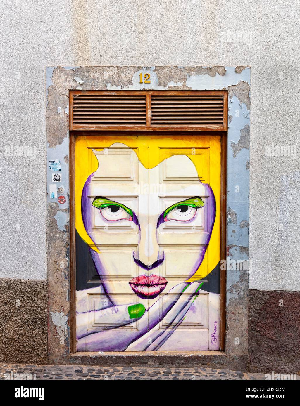 Street art in the famous Rua Santa Maria in Funchal, Madeira, Portugal ...