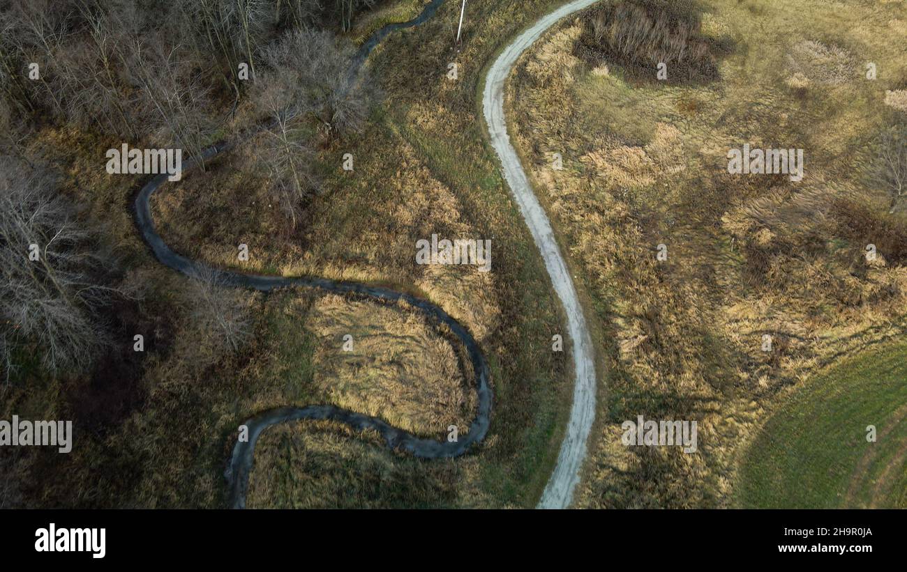 Rural Landscapes with Curved Stream with nature paths Stock Photo - Alamy