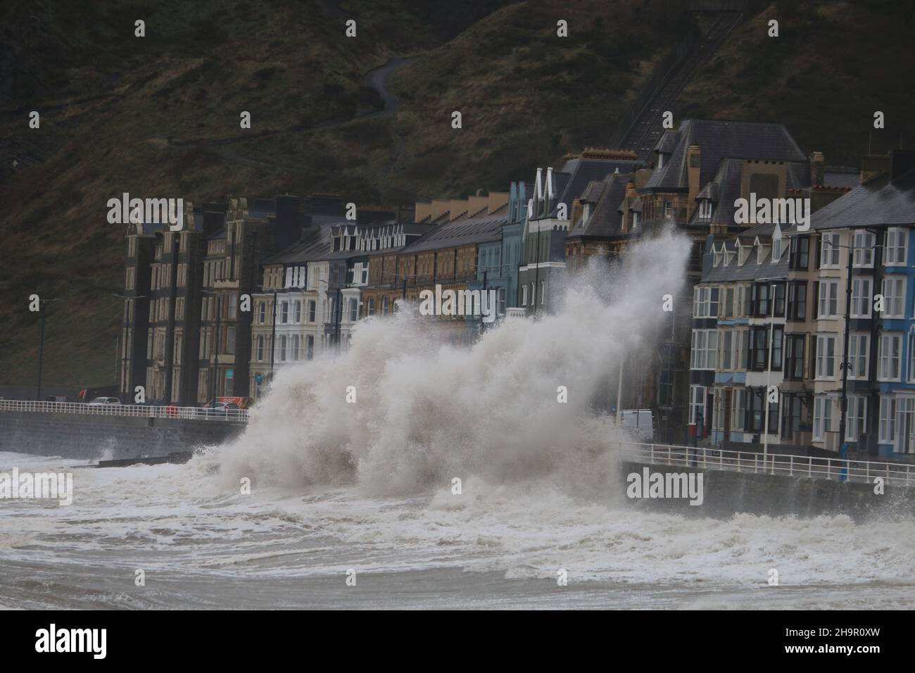 Aberystwyth Wales UK weather 8th December 2021 . Storm Barra continues ...