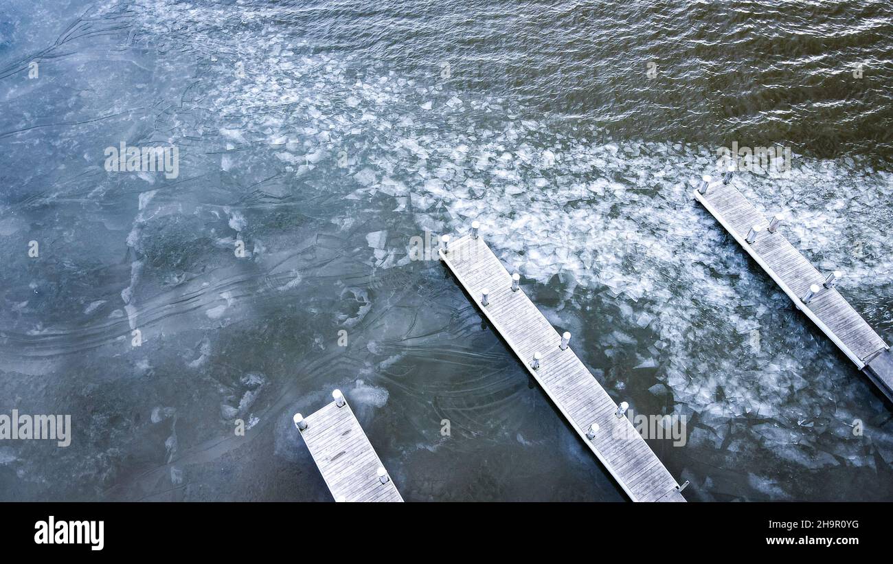 Blue Iced Frozen Docks Stock Photo - Alamy