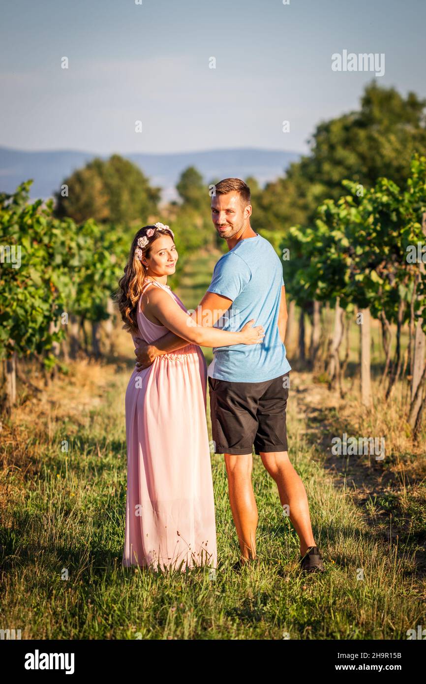 New life, new journey. Happy young married couple expecting baby ...