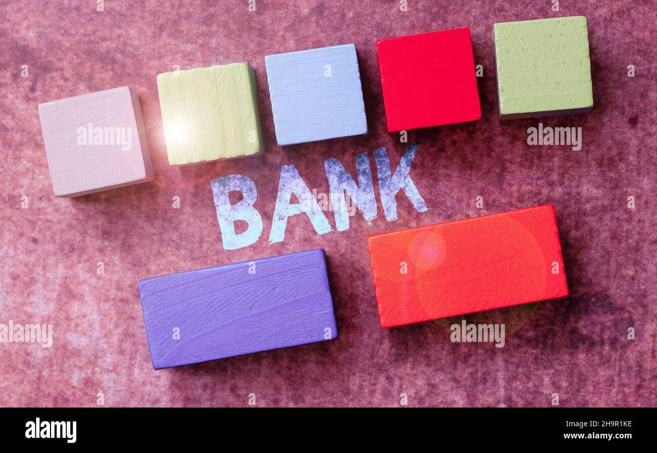 Sign displaying Bank. Business showcase An organization where showing ...