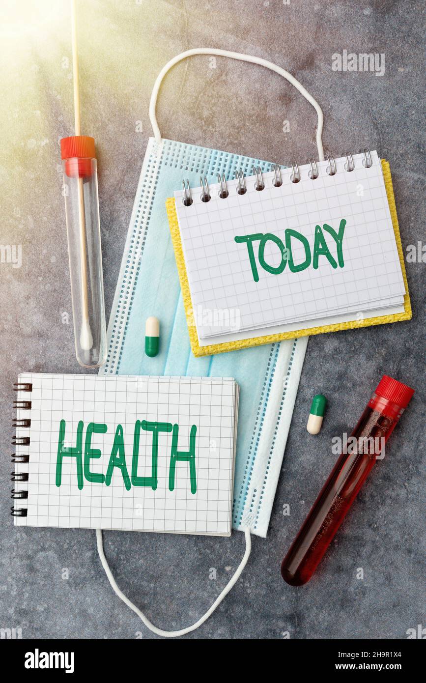 Text sign showing Health. Conceptual photo condition of the body and ...