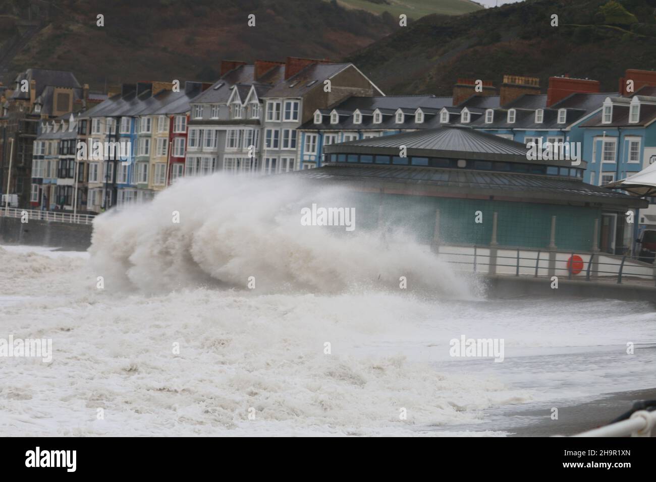 Aberystwyth Wales UK weather 8th December 2021 . Storm Barra continues ...