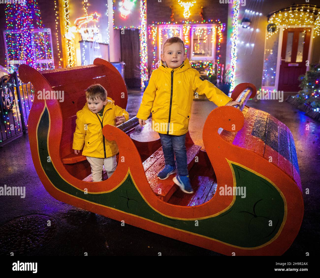 Brothers Teddy, aged one, (left) and AJ Cairns, aged three, pose on ...