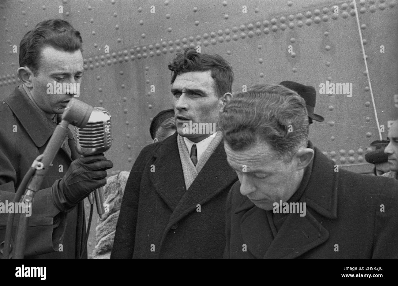 Gdañsk, 1949-03-28. Stocznia Gdañska. Dzieñ chrztu trzeciego ...