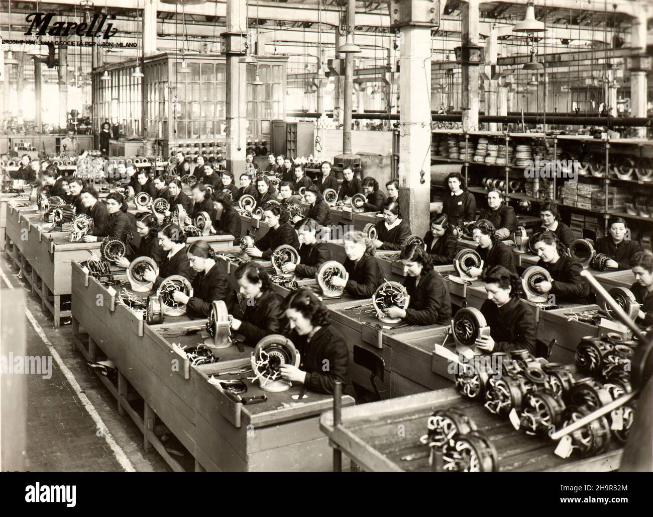 Photos of Ercole Marelli production site in Milan (Italy) taken in late fifties showing the ...