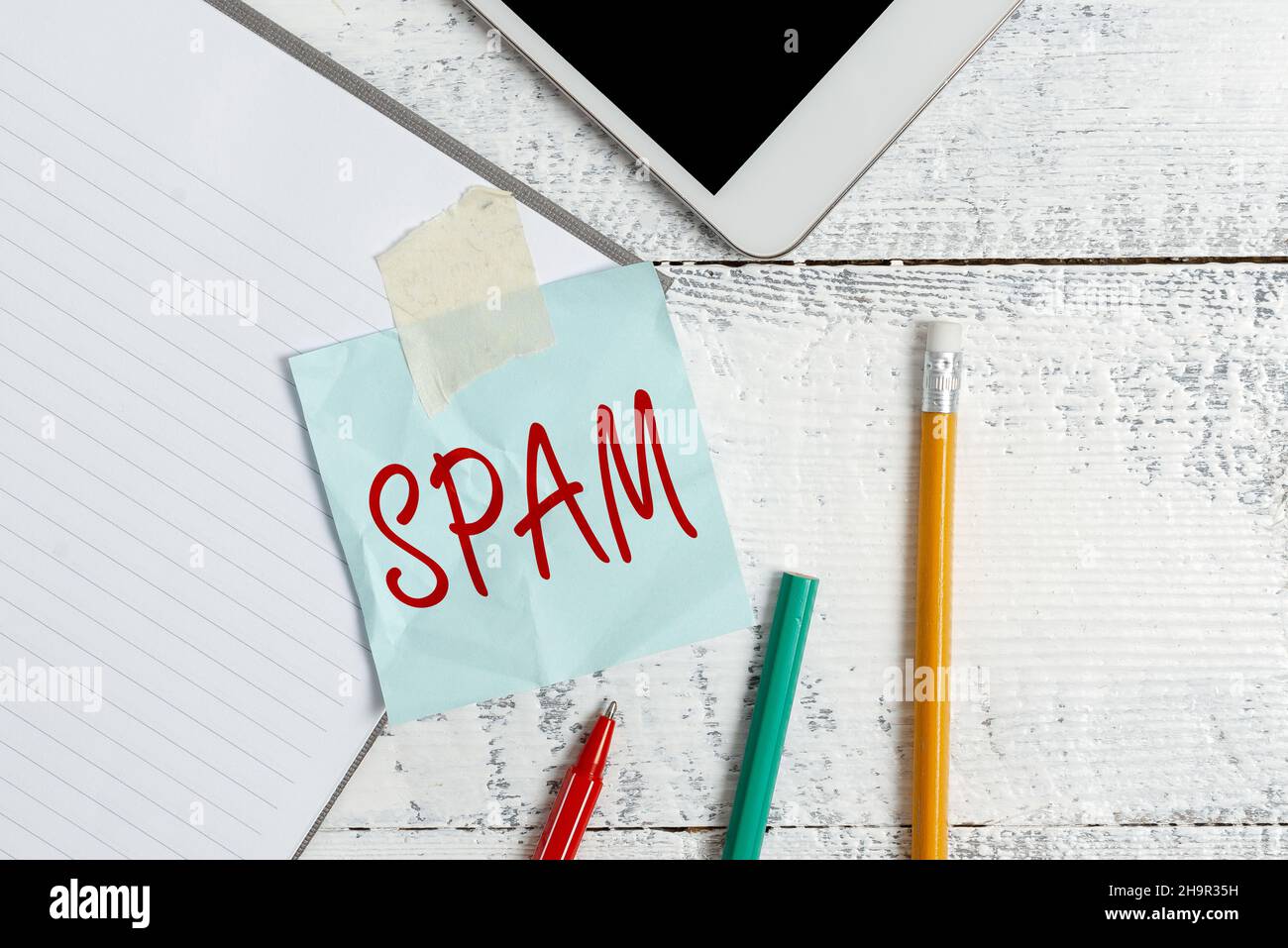 Text caption presenting Spam. Business showcase Intrusive advertising ...