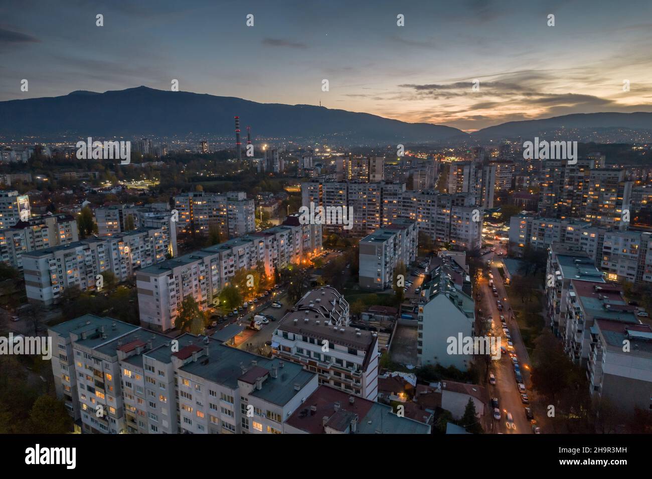 Residential buildings in Sofia, Bulgaria at dusk Stock Photo - Alamy