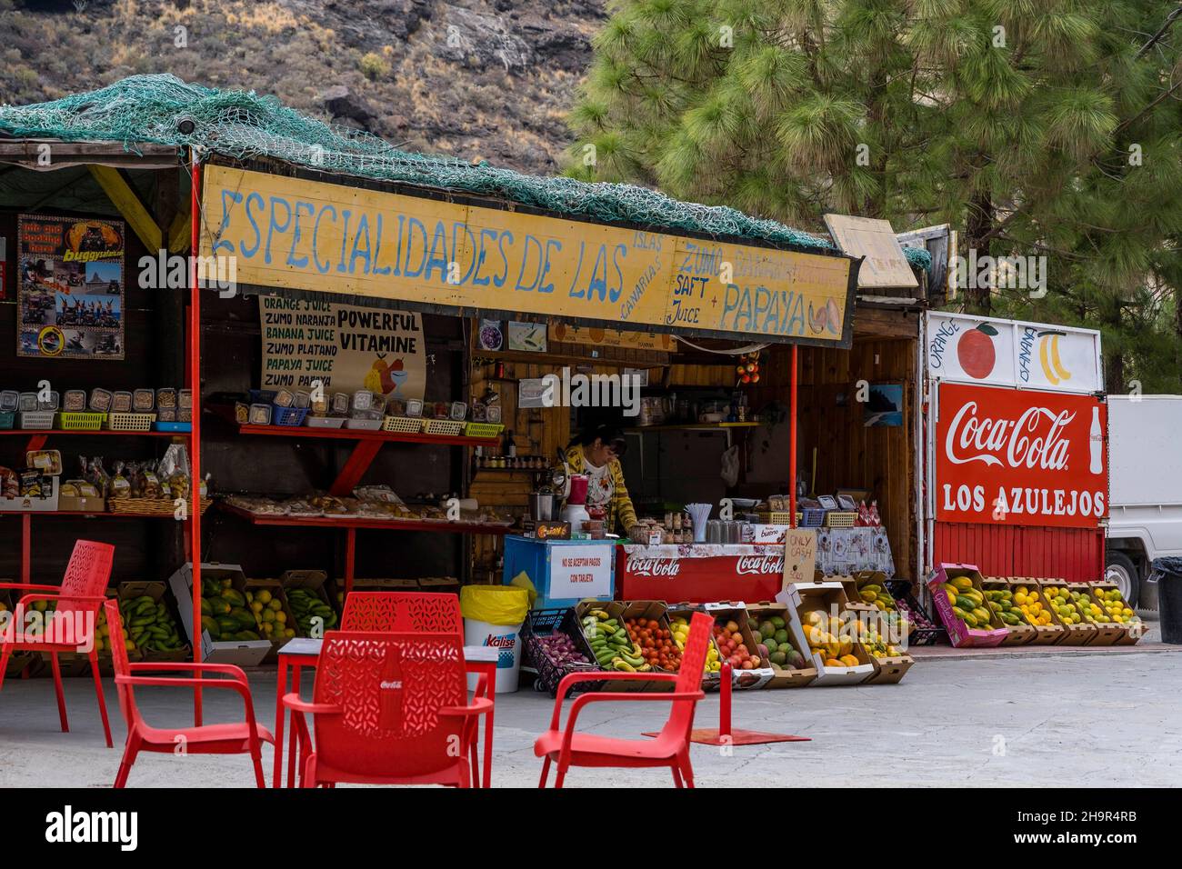 Small fruit stand, stall, Gran Canaria, Canary Islands, Spain Stock ...