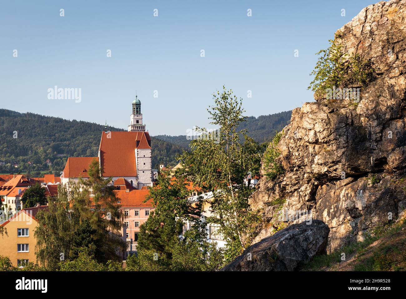 Old town Prachatice, South Bohemian Region, Czech Republic with Church ...