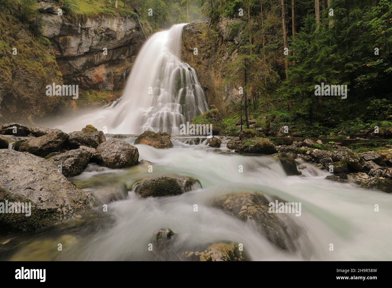 Golling waterfall, stream, forest, Golling an der Salzach, Salzburg ...