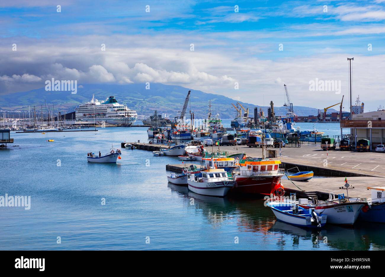 Fishing port of Ponta Delgada, Sao Miguel Island, Azores, Portugal ...
