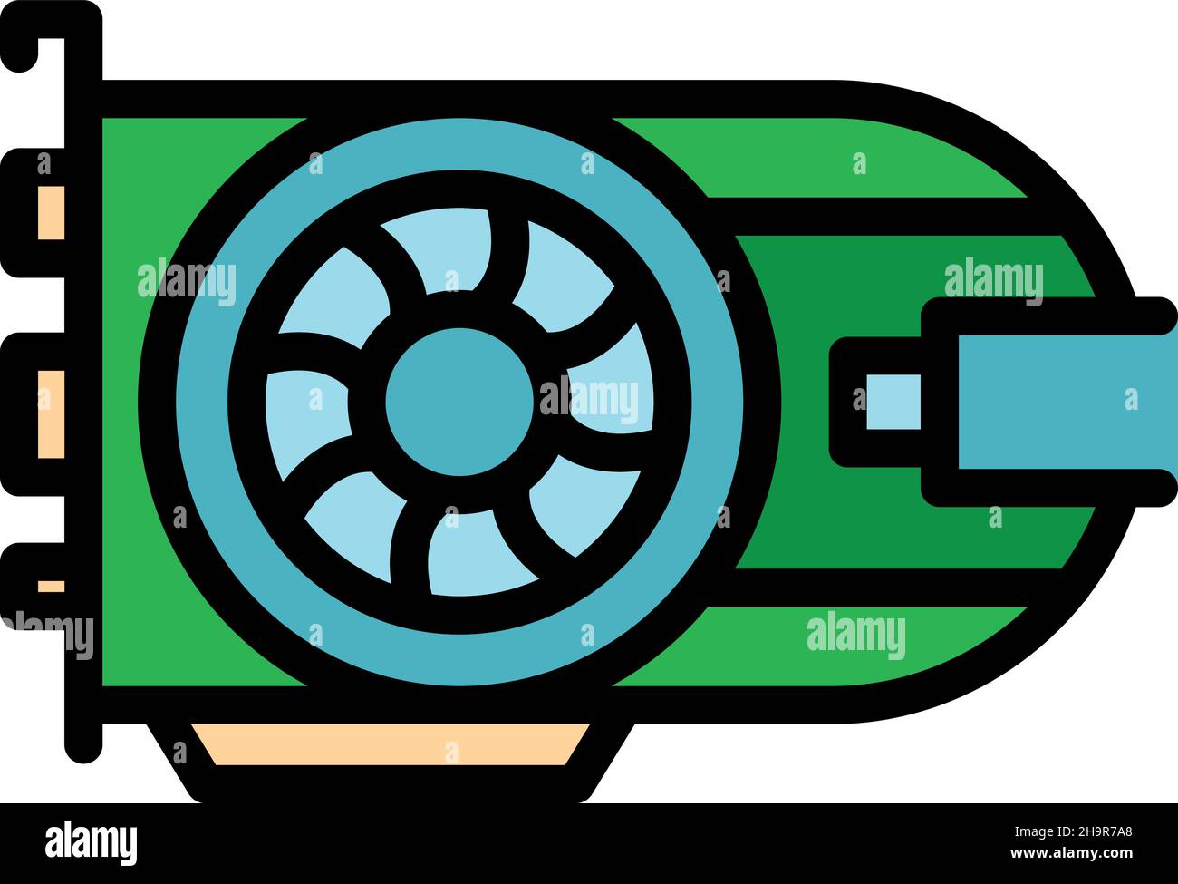 Integrated gpu icon. Outline integrated gpu vector icon color flat ...