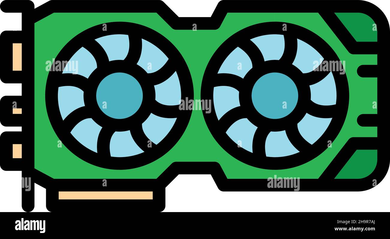 Electronic graphic card icon. Outline electronic graphic card vector ...