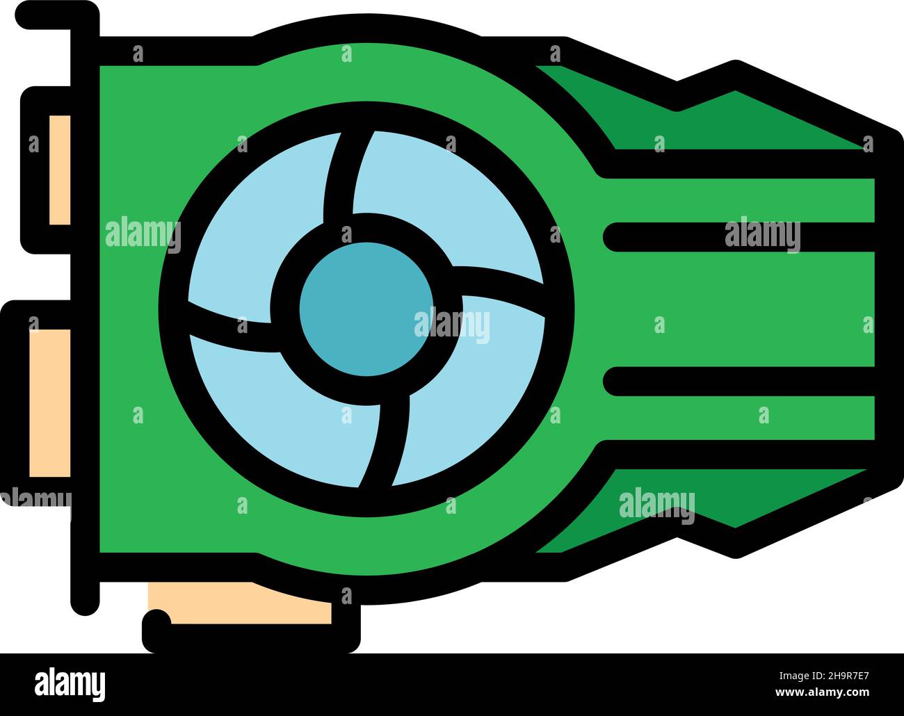Graphics card icon. Outline graphics card vector icon color flat ...