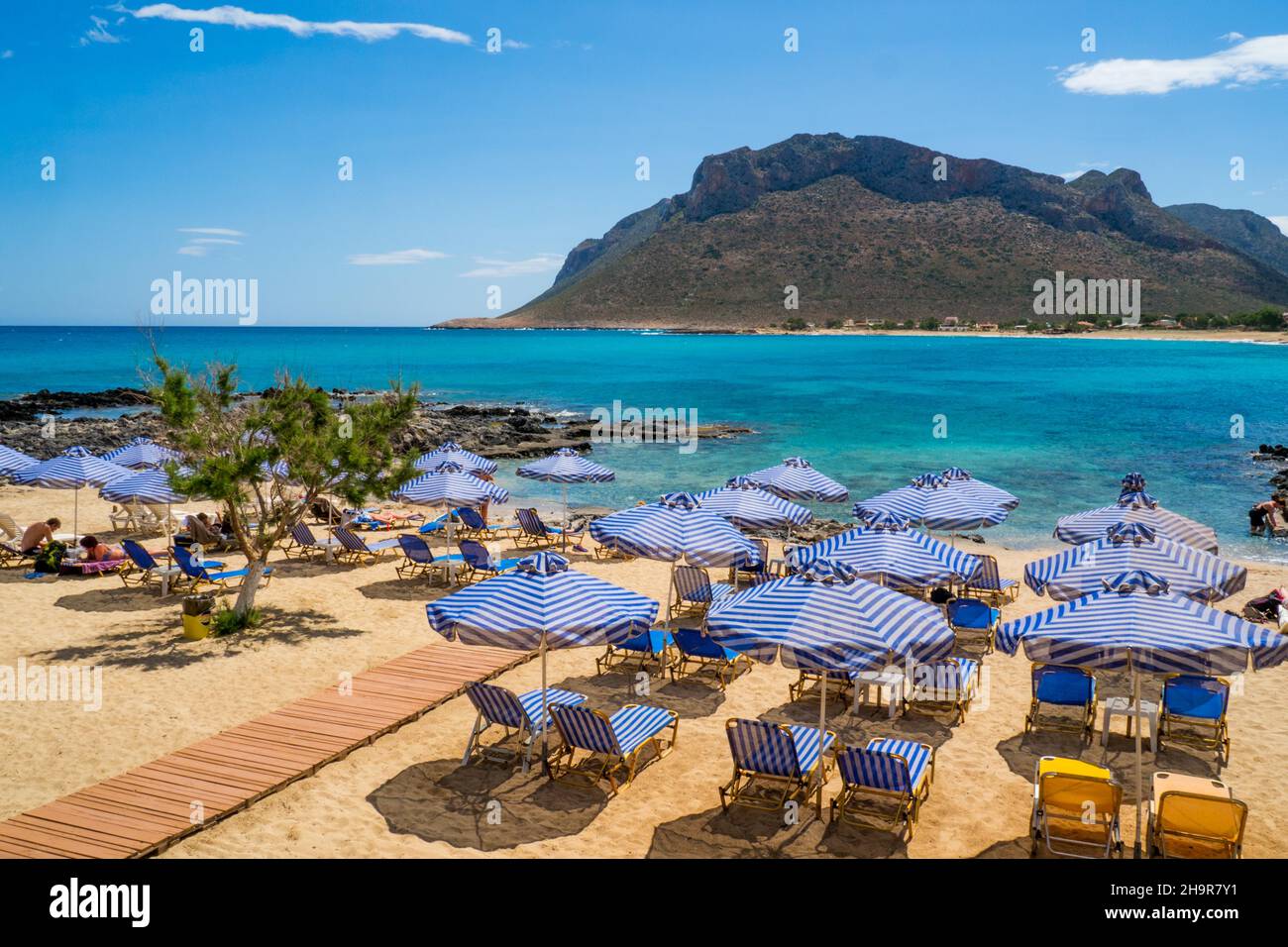 Sandy beach beach at Stavros, Crete, Stavros, Crete, Greece Stock Photo ...
