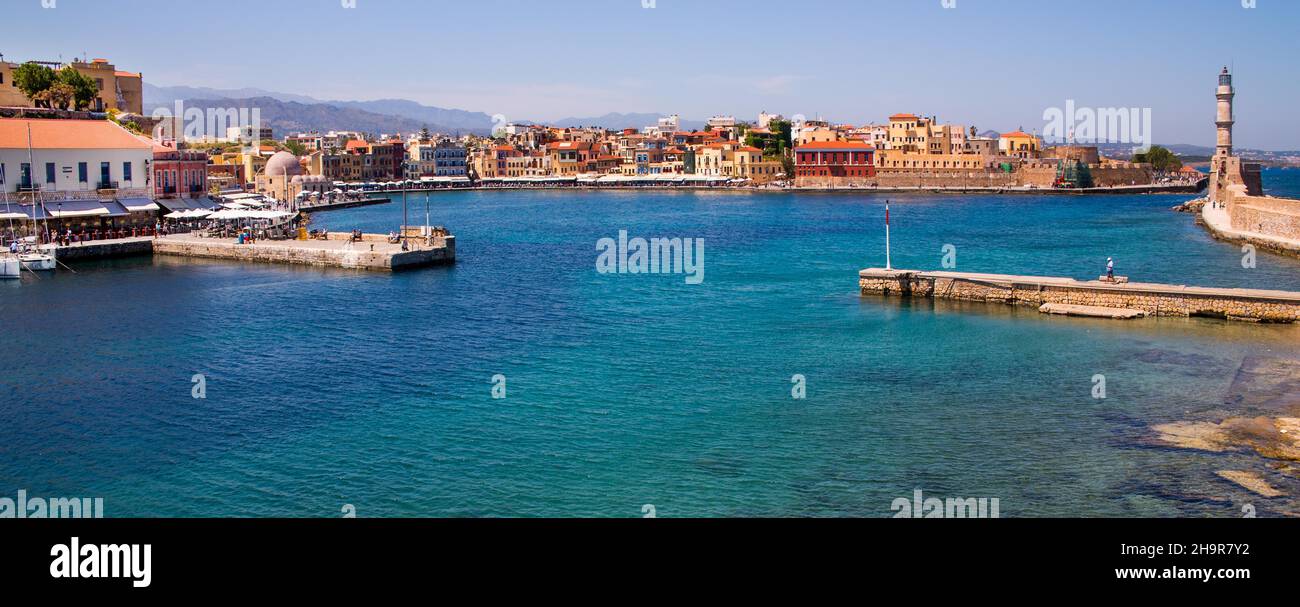 Panorama Port of Chania, Crete, Chania, Crete, Greece Stock Photo - Alamy