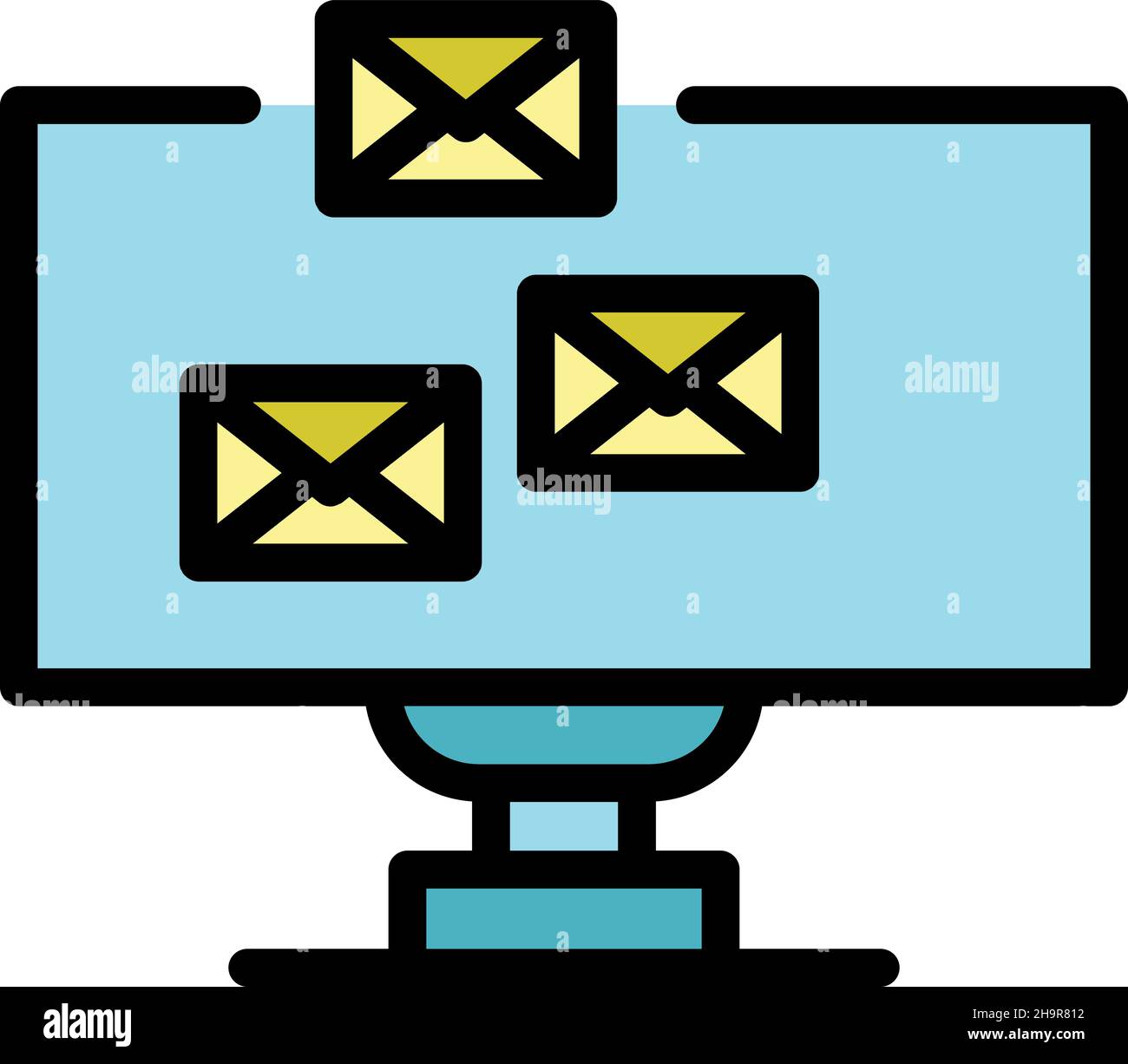 Emails monitor icon. Outline emails monitor vector icon color flat ...