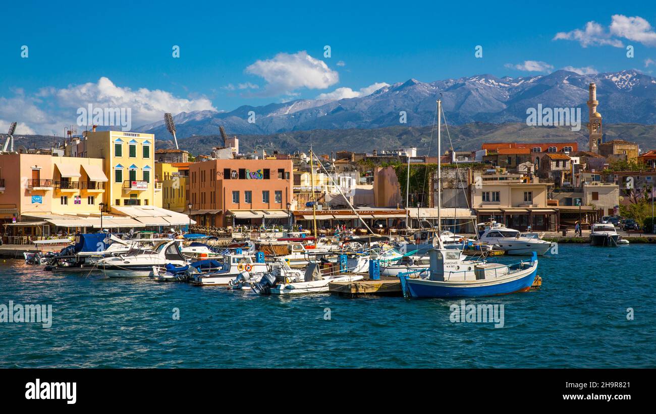 Panorama Port of Chania, Crete, Chania, Crete, Greece Stock Photo - Alamy