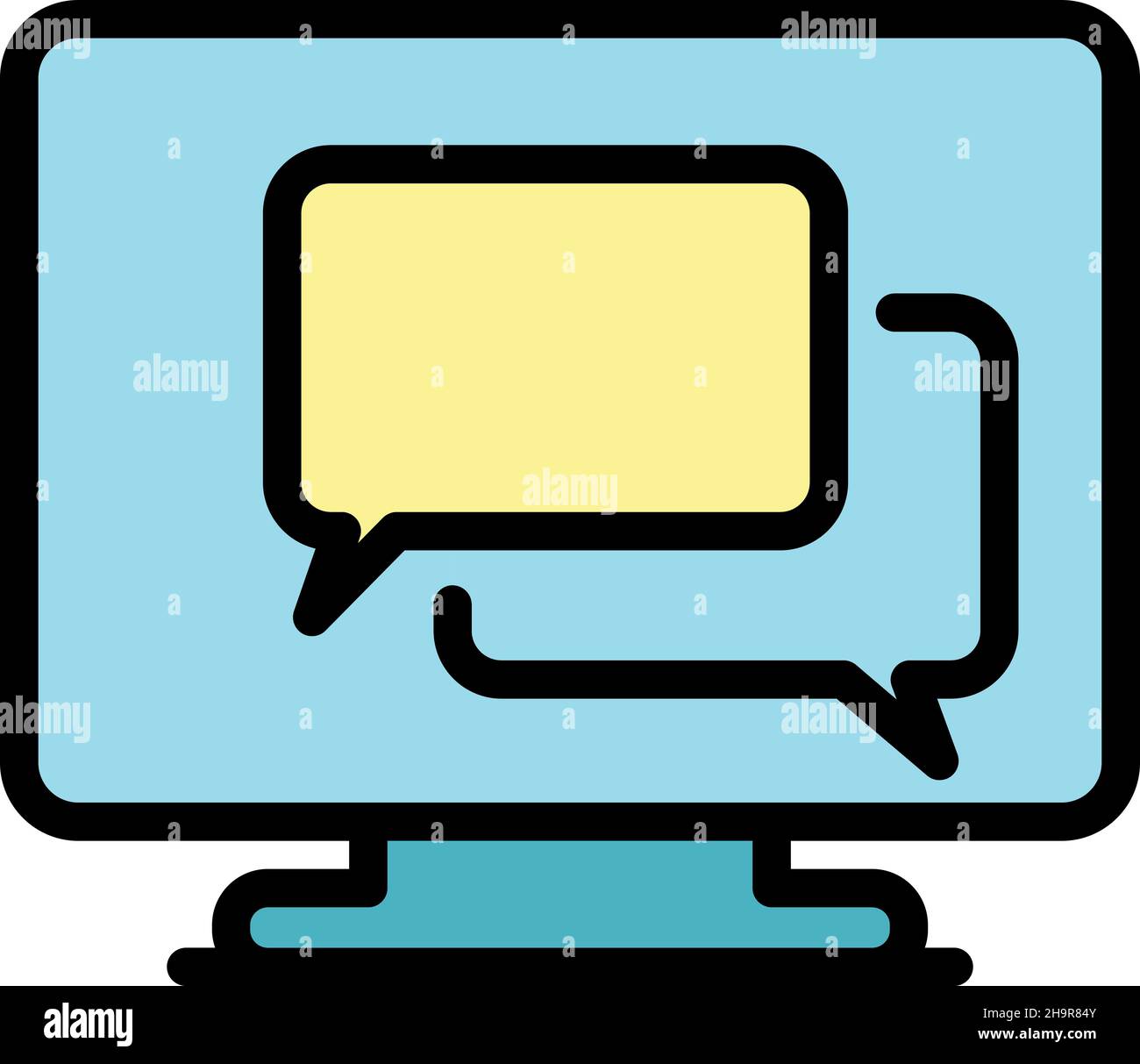 Chat monitor icon. Outline chat monitor vector icon color flat isolated ...