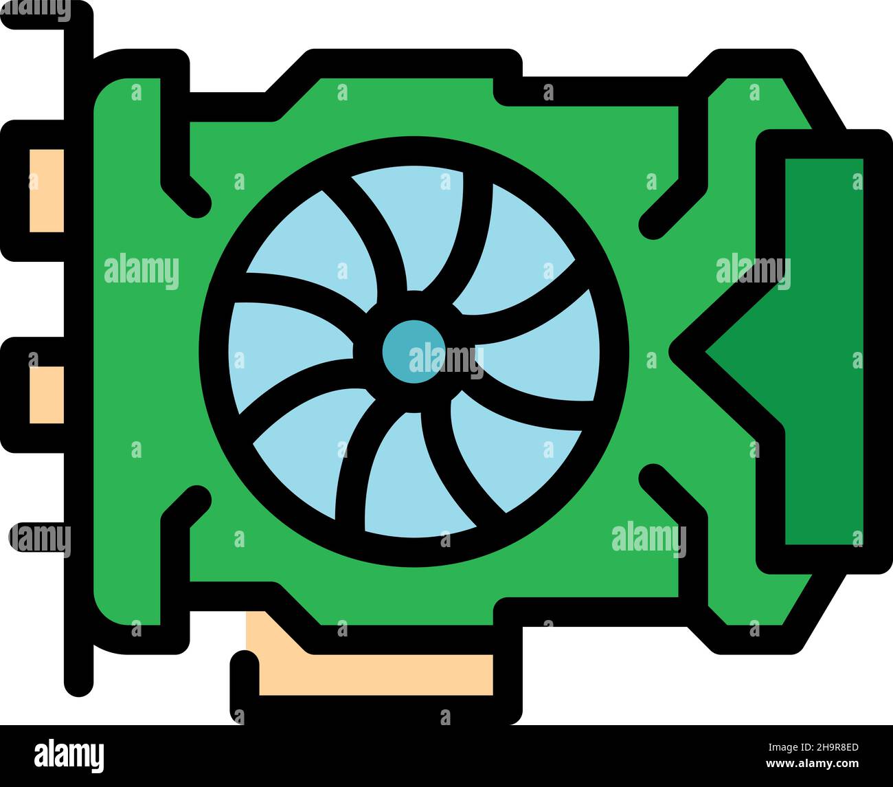 Pc video card icon. Outline pc video card vector icon color flat ... Pc video card icon. Outline pc video card vector icon color flat ...