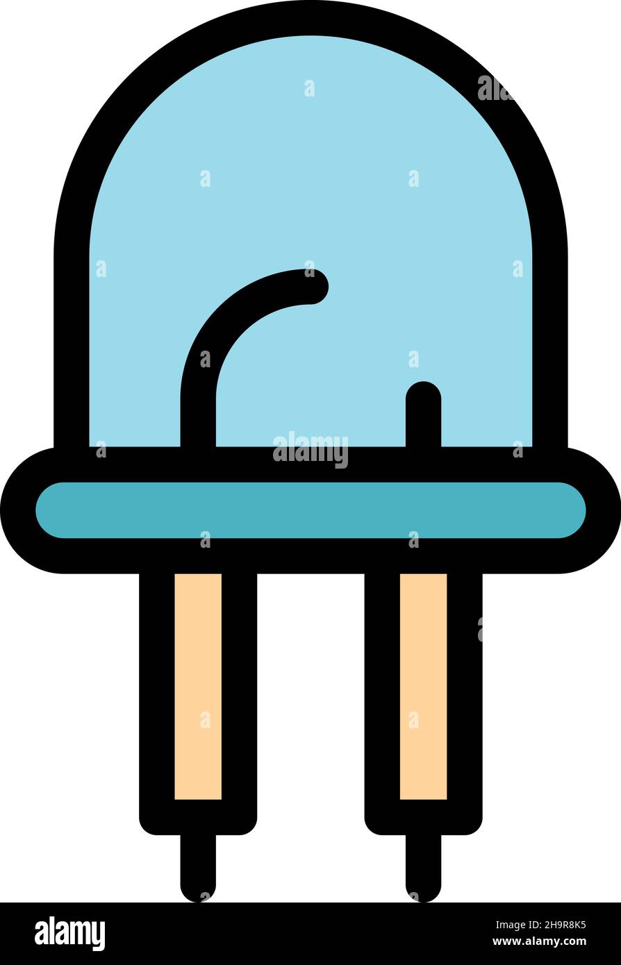 Electrical diode icon. Outline electrical diode vector icon color flat ...