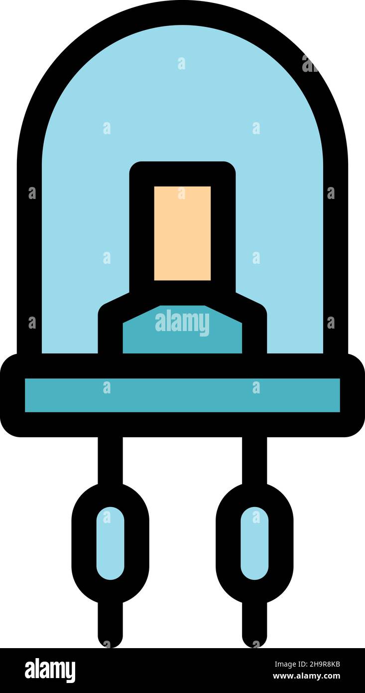 Current diode icon. Outline current diode vector icon color flat ...