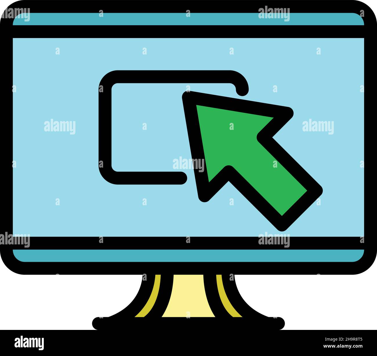 Arrow on monitor icon. Outline arrow on monitor vector icon color flat ...