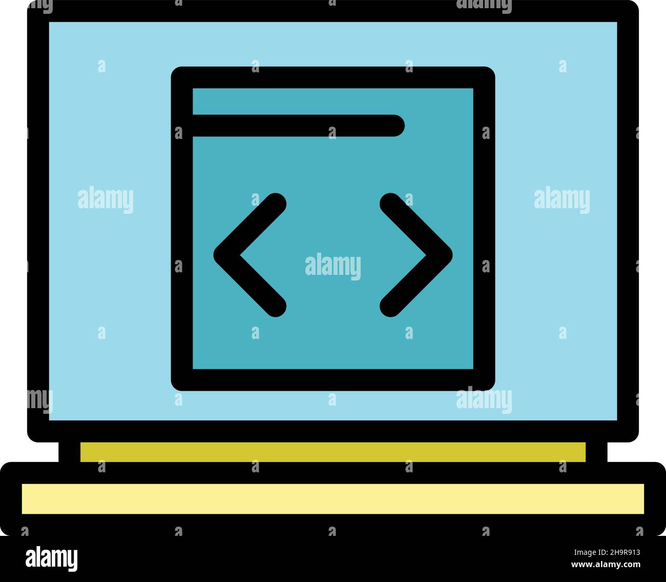 Open laptop icon. Outline open laptop vector icon color flat isolated ...