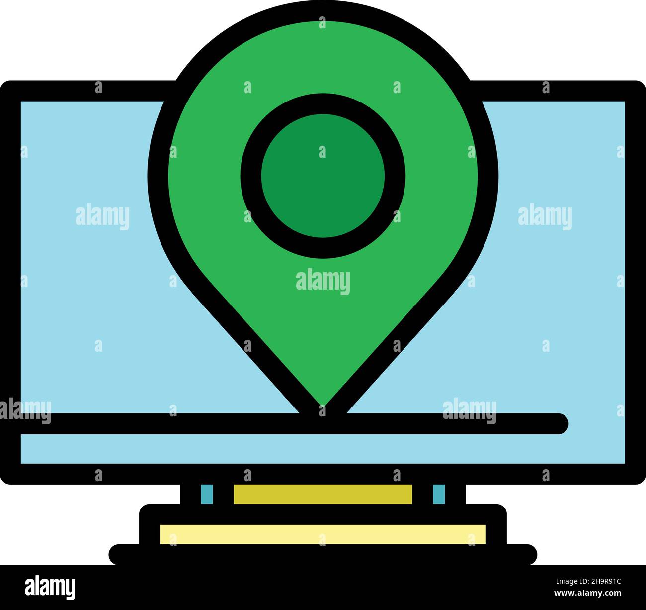 Location monitor icon. Outline location monitor vector icon color flat ...