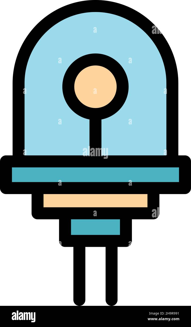 Led light diode icon. Outline led light diode vector icon color flat ...