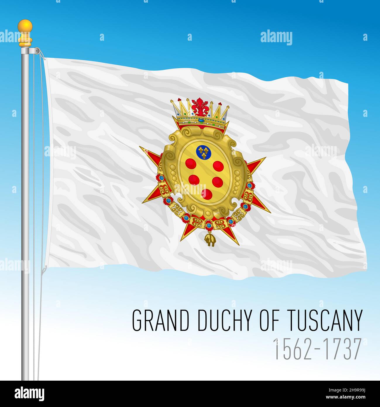 Grand Duchy of Tuscany historical flag, Italy, 1562-1737, vector ...