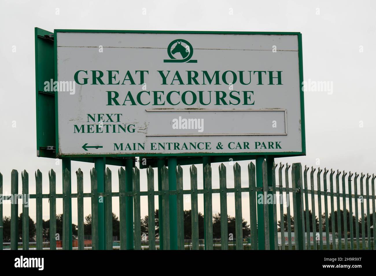 A view of the Great Yarmouth racecourse signage Stock Photo - Alamy