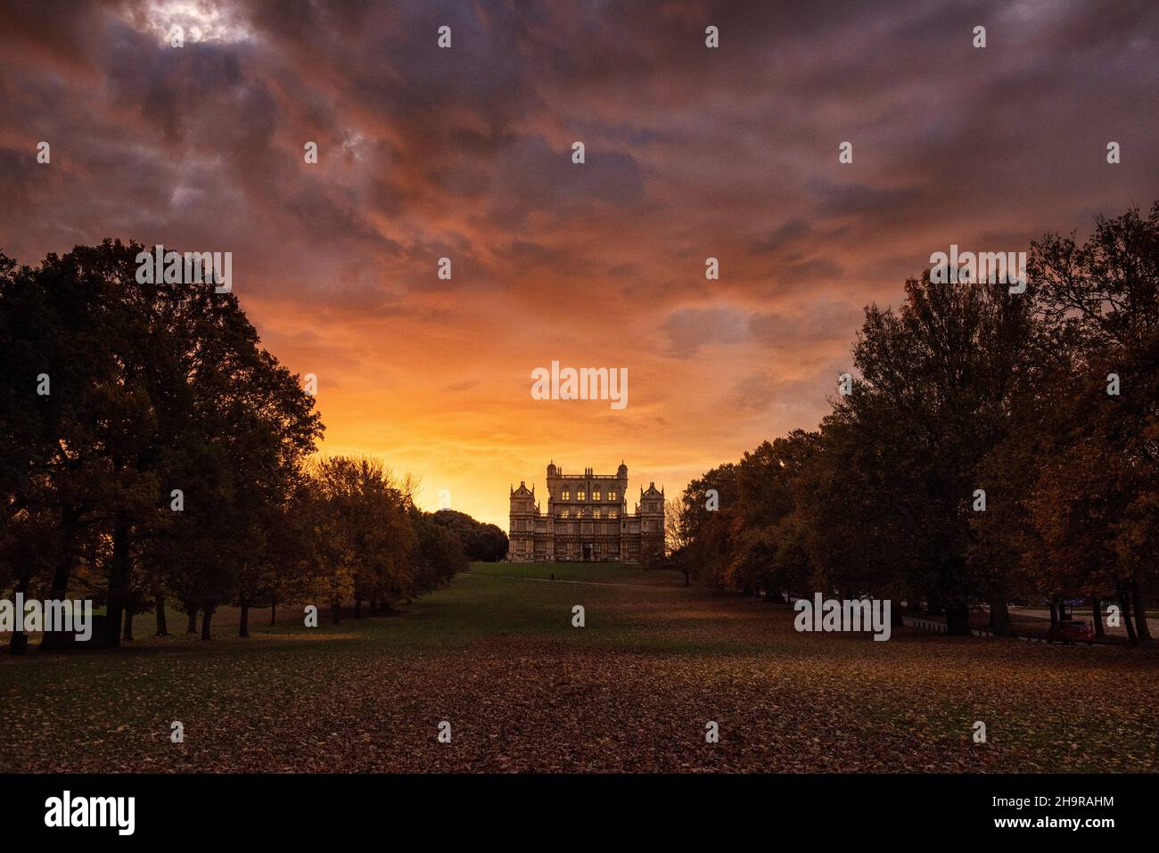 Autumn sunrise at Wollaton Park in Nottingham Nottinghamshire England ...