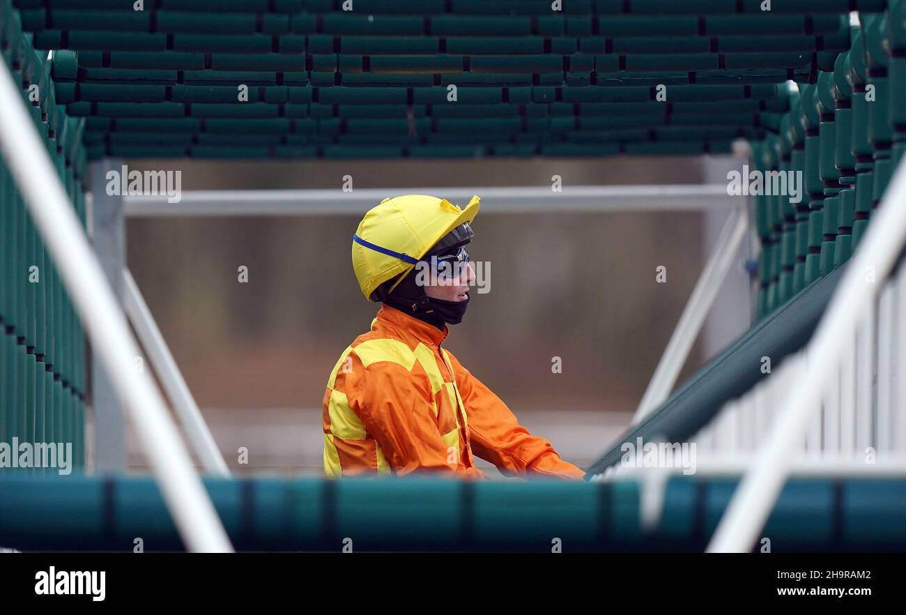 Greek Flame and jockey Connor Beasley in the stalls before the Betway ...