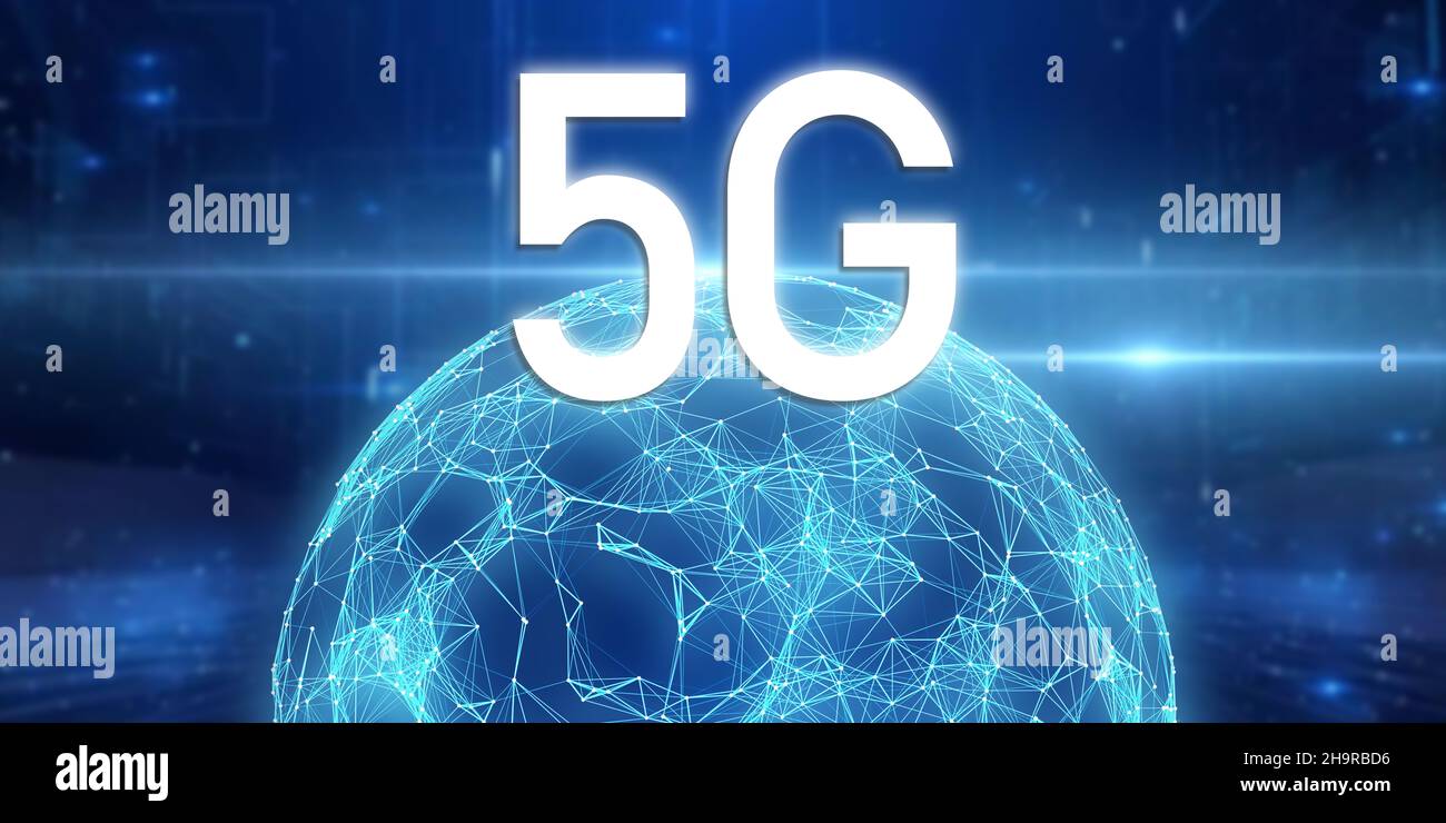 Concept of future technology 5G network, wireless systems and internet ...