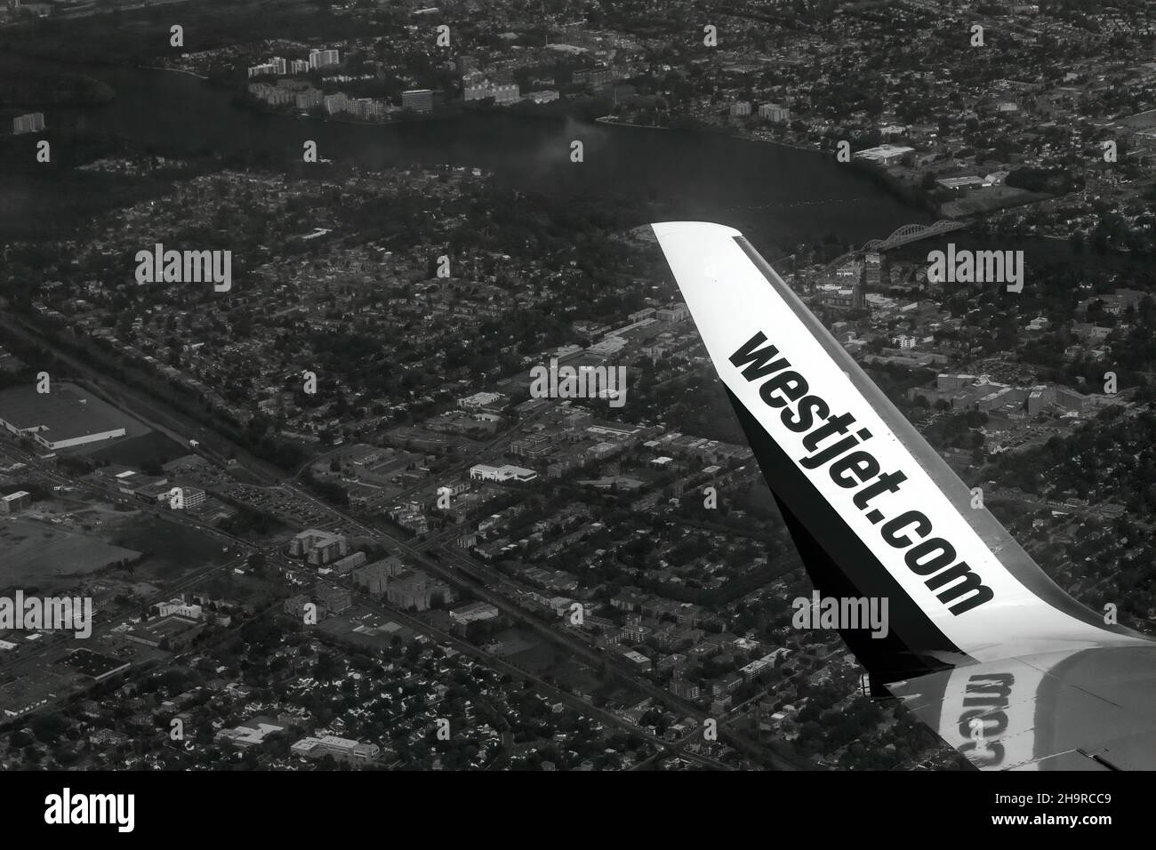 Westjet Logo in the Winlet of a Boeing Plane on June 13, 2017 Stock ...