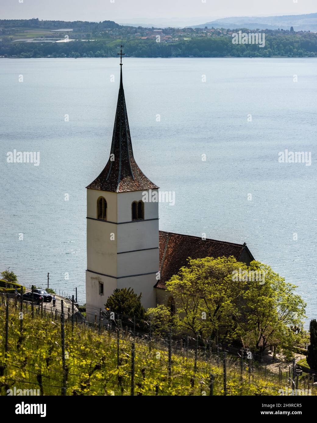Church in Ligerz at the lake Biel Switzerland Stock Photo - Alamy